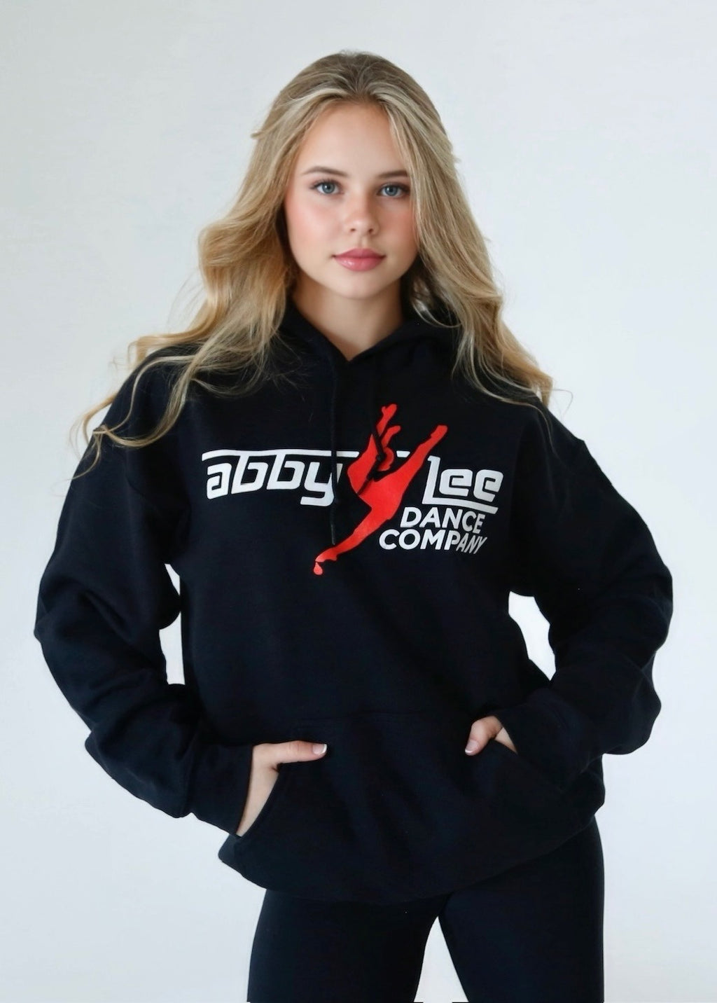ALDC WORLDWIDE - BLACK HOODIE WITH WHITE AND RED LOGO – Abby Lee Dance ...
