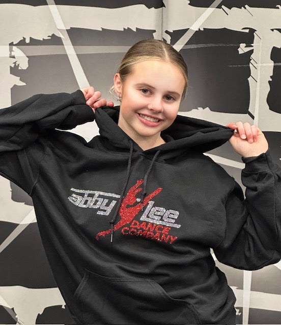 ALDC WORLDWIDE - BLACK HOODIE WITH CRYSTAL AND RED RHINESTONE – Abby ...