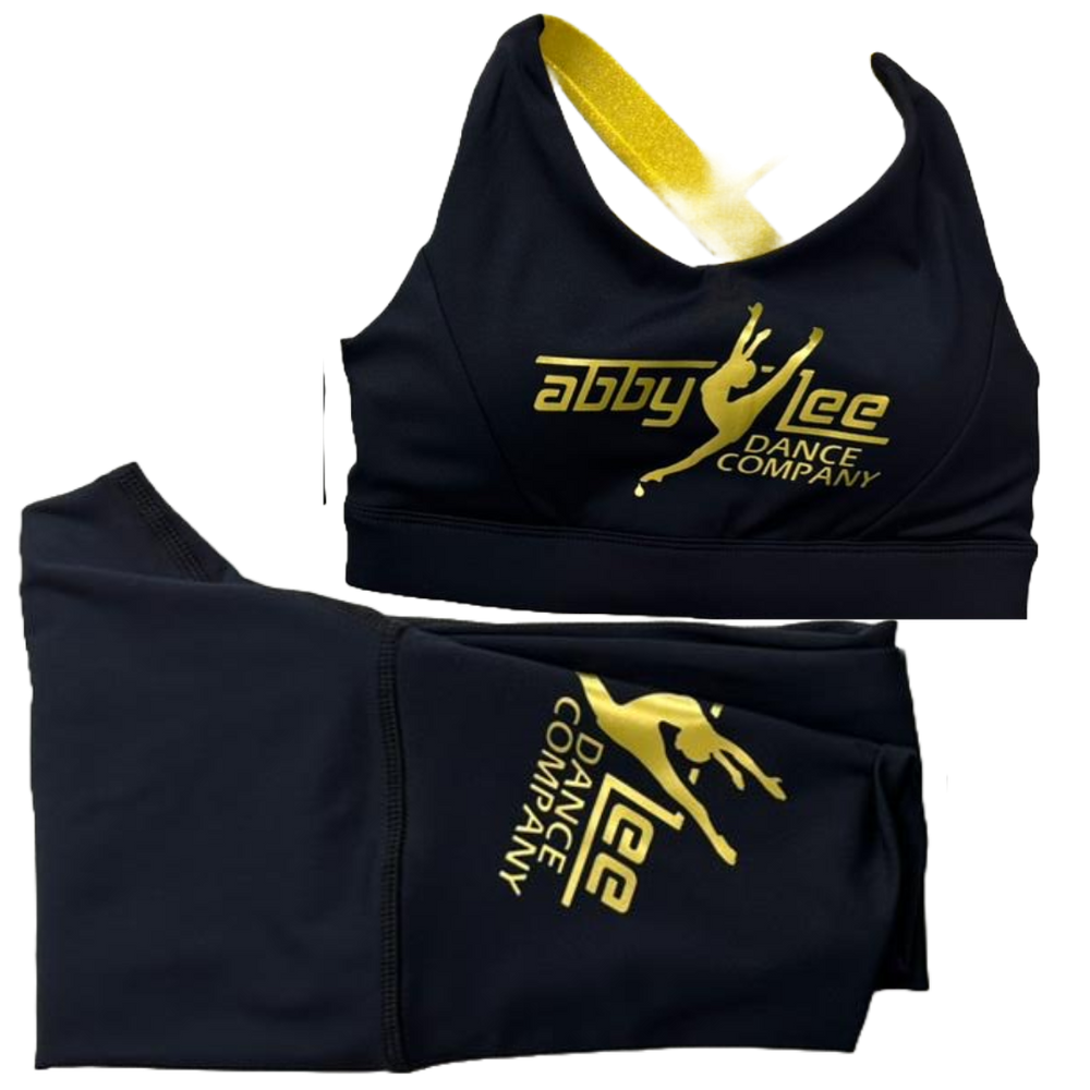ALDC WORLDWIDE - SPORTS BRA + LEGGING SET IN GOLD AND BLACK – Abby Lee ...